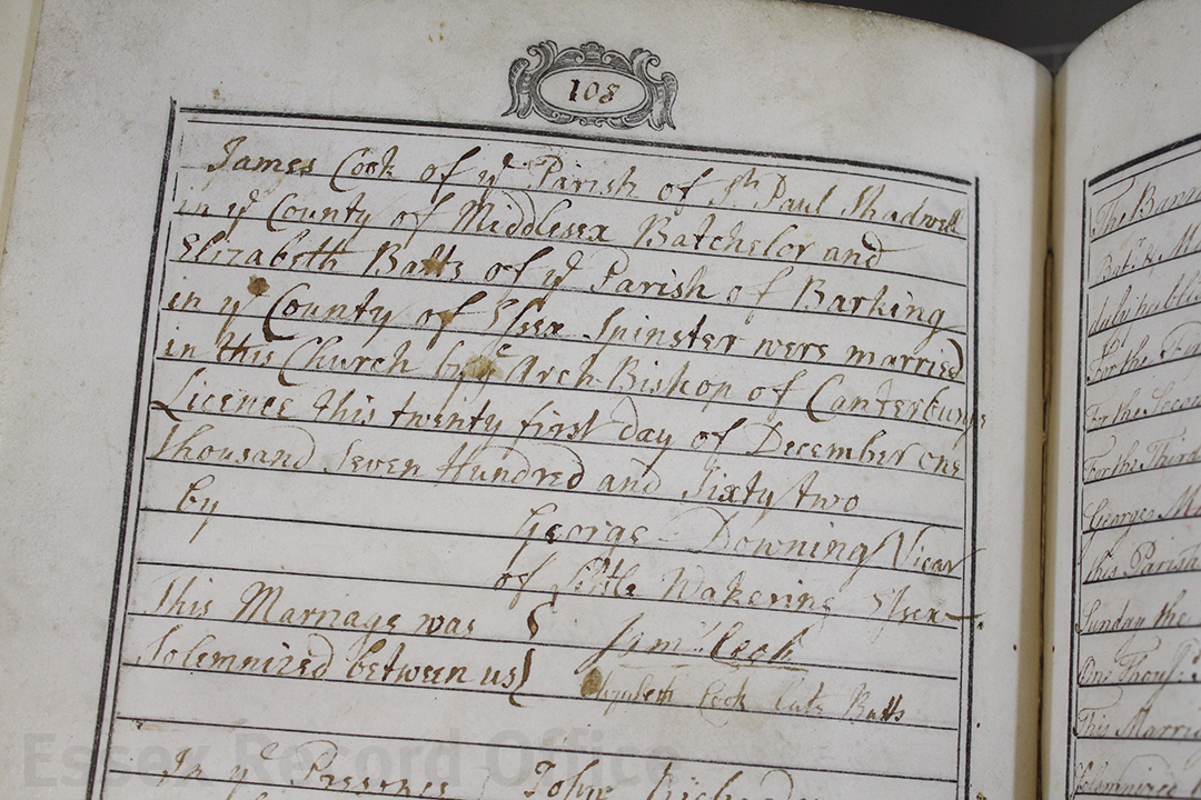 Document of the Month, October 2018: Marriage of Captain James Cook and ...